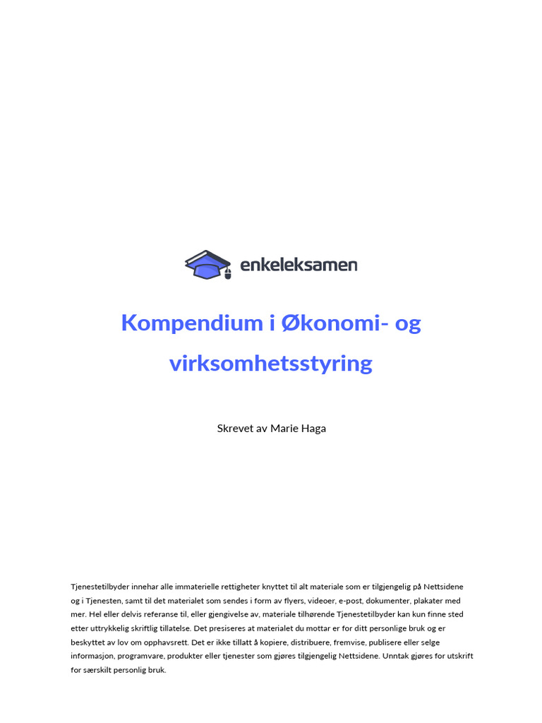 Kompendium I C3 98konomi - Og Virksomhetsstyring - BI | PDF