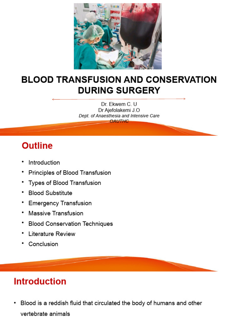 Blood Transfusion & Conservation Guide | PDF | Science & Mathematics