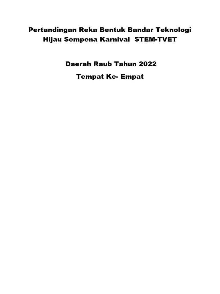 Pertandingan Reka Bentuk Bandar Teknologi Hijau Sempena Karnival STEM | PDF