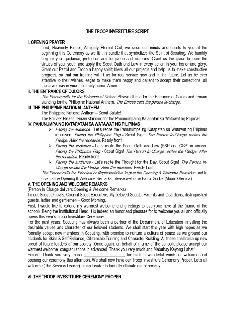 Ceremony T.I. | PDF | Scouting | Prayer