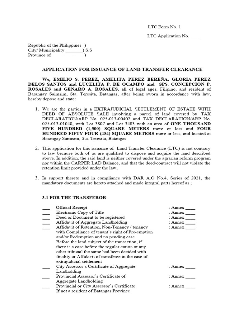 LTC Form No.1 | PDF