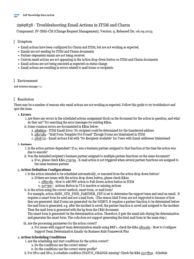Troubleshooting ITSM Email Actions | PDF | Business