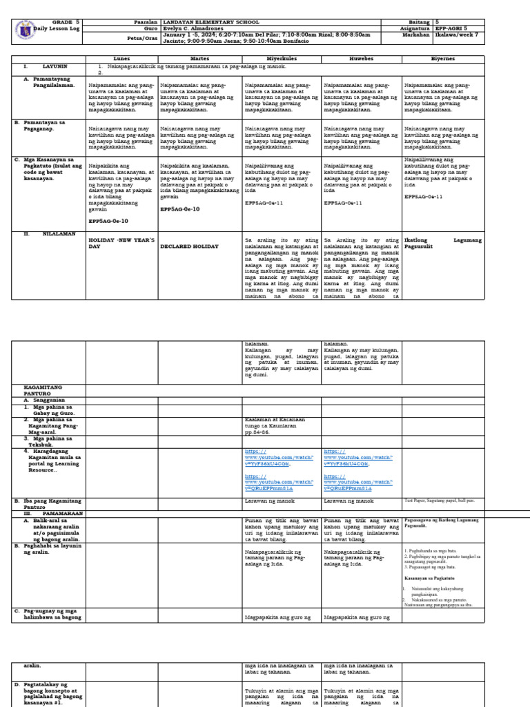 Epp-Agri 5 Q2 Week 7 S.Y. 2023-24 | PDF
