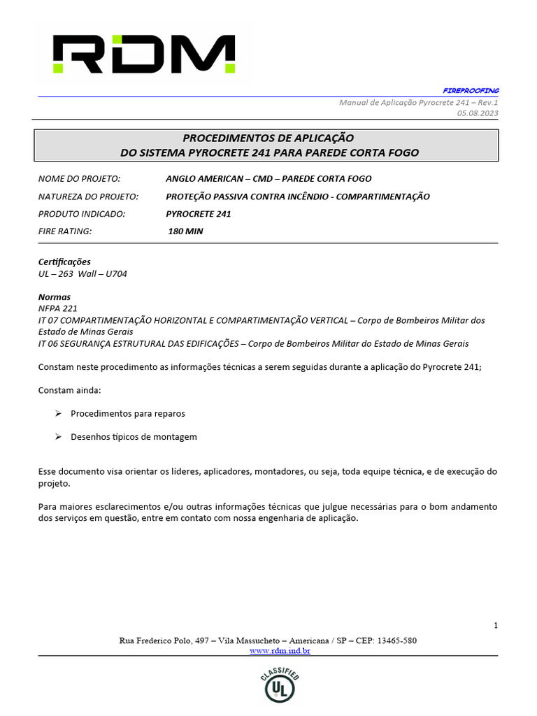 Manual de Aplicação - Pyrocrete 241 - Revisado-Enviar | PDF