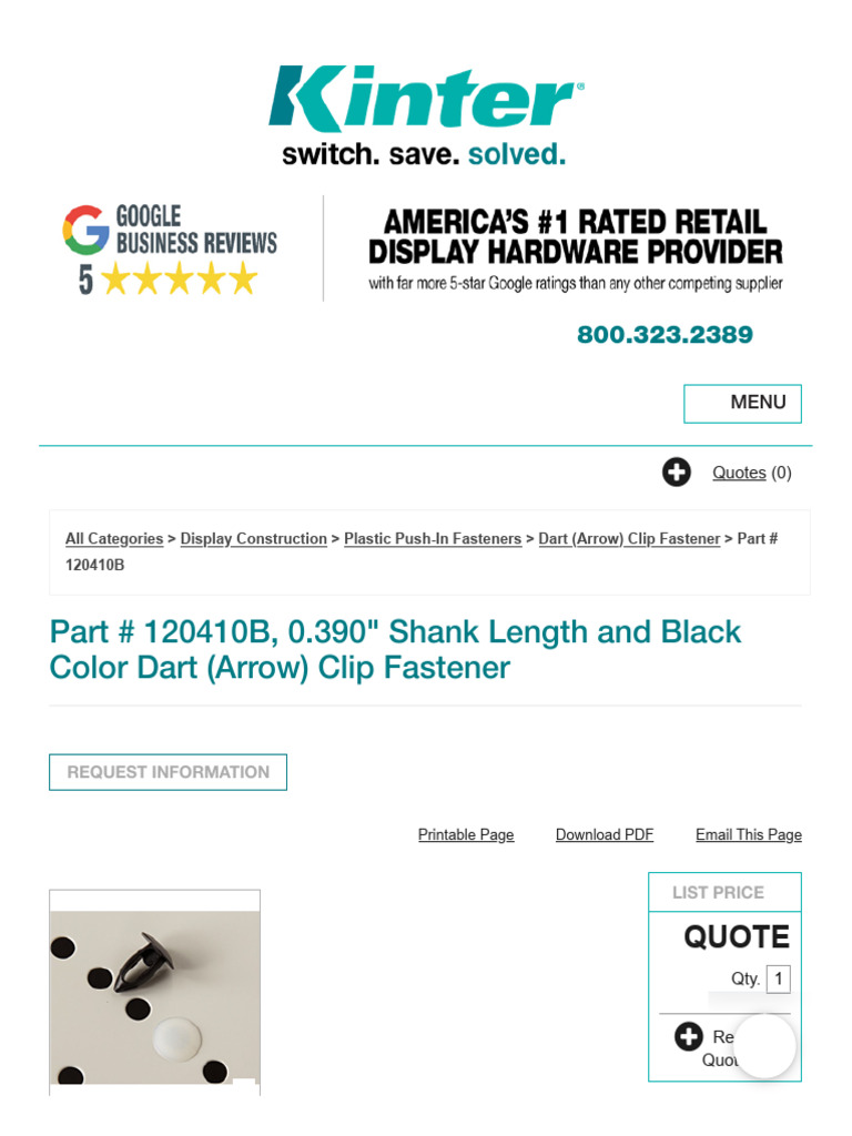 Black Dart (Arrow) Clip Fastener | PDF
