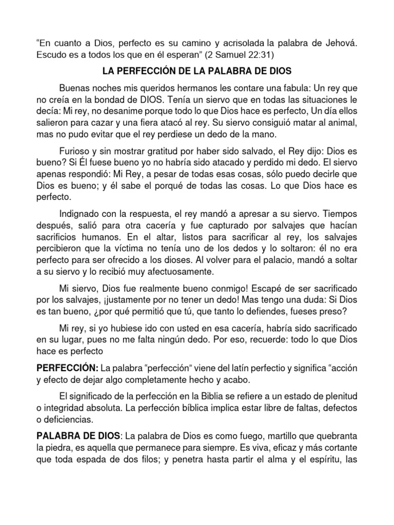 La Perfección de la Palabra de Dios | PDF | Religión y espiritualidad