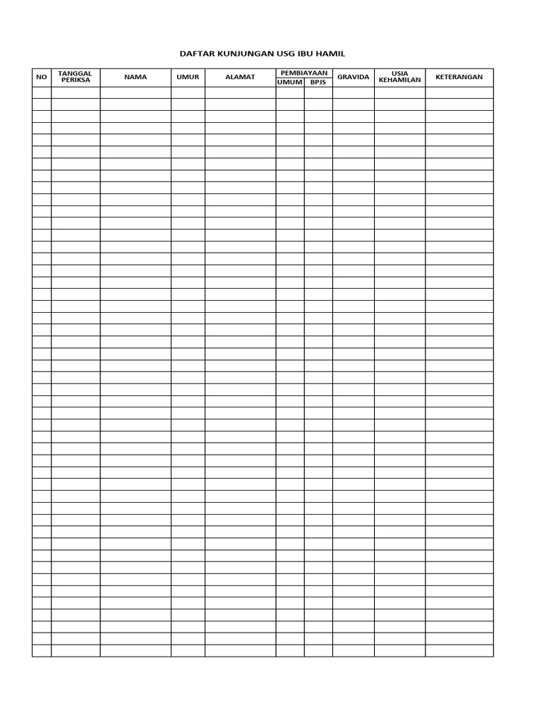 Form Daftar Usg | PDF