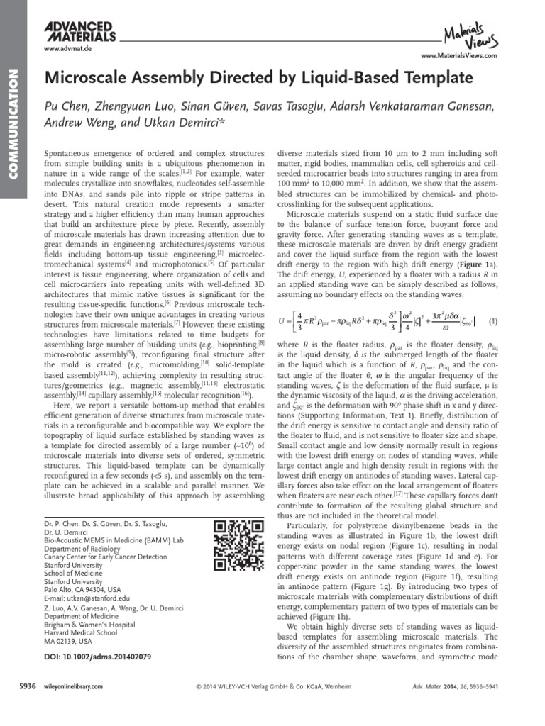 2014 - Microscale Assembly Directed by Liquid-Based Template - Chen - Et - Al - Advanced ...