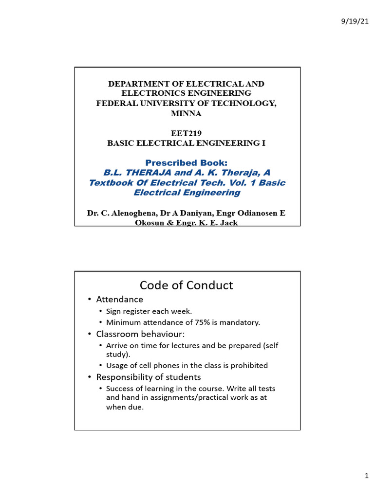 Lecture 1 and 2 EET219 2021-2022 | PDF | Technology & Engineering