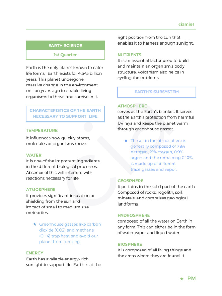 EARTH-SCIENCE-REVIEWER-1STQ (Patricia Doctor) | PDF