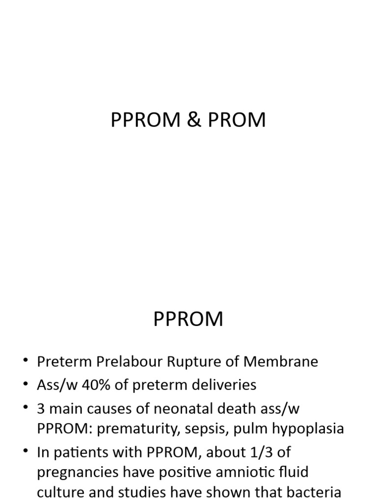PPROM & PROM: Diagnosis and Management | PDF | Self-Improvement ...