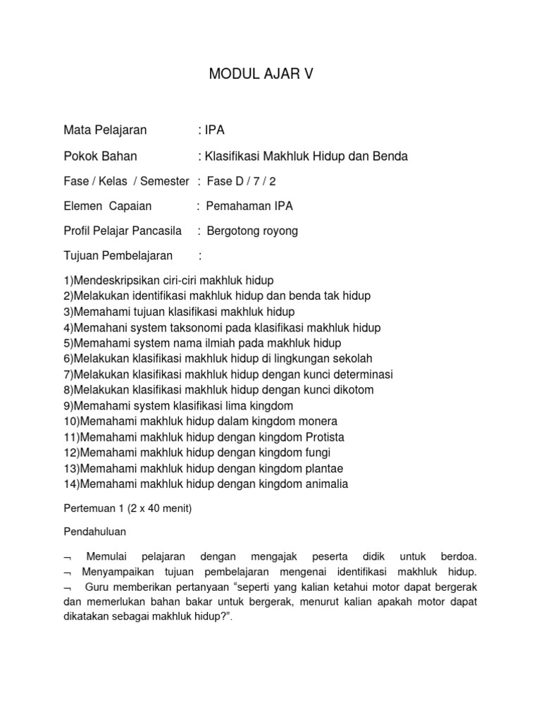 MDL AjaR Klasifikasi MH Dan Benda 5 | PDF