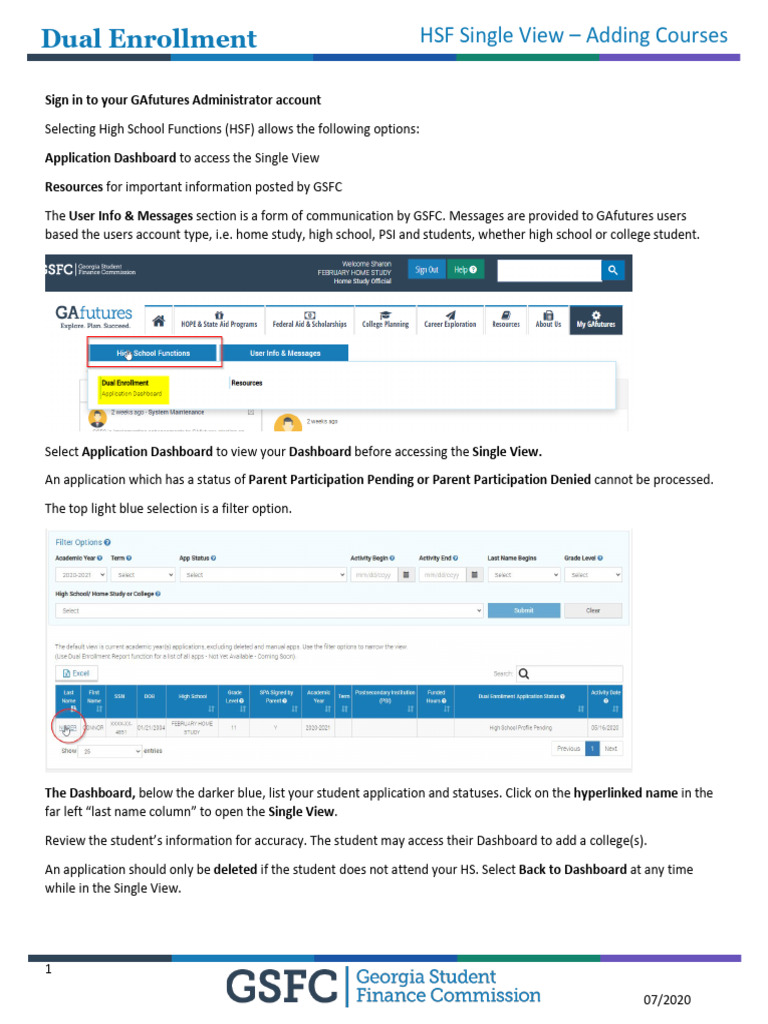 Gaf de Home Study Single View Adding Courses | PDF