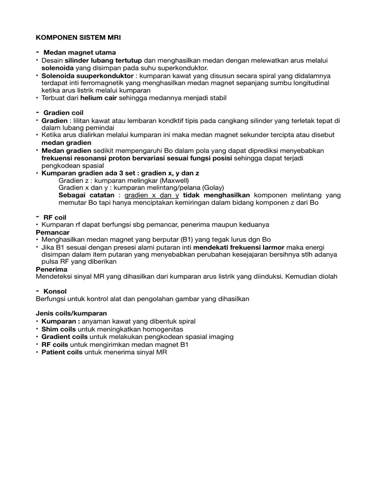 1 Komponen Sistem MRI | PDF