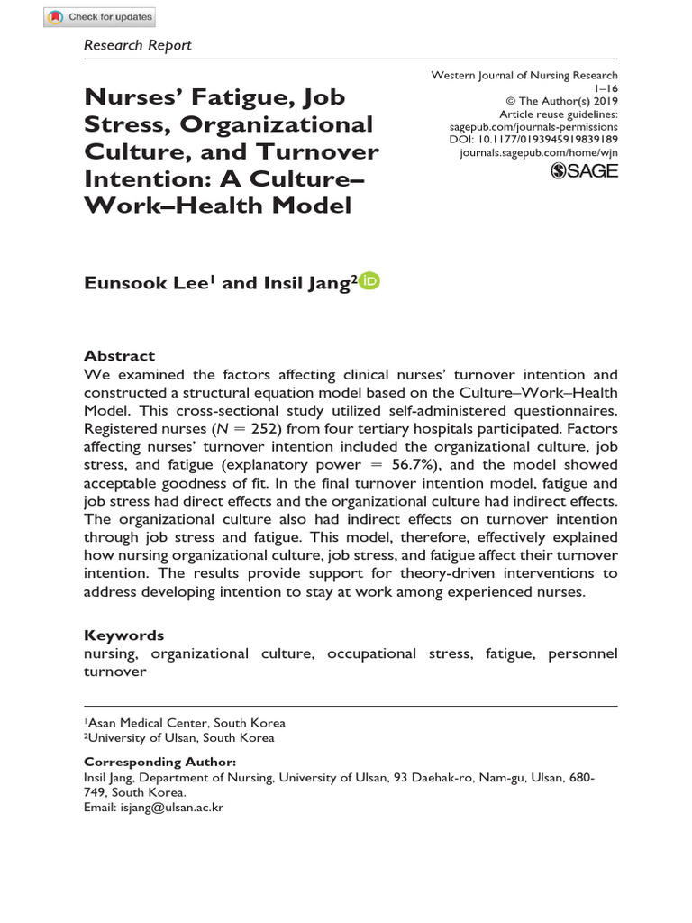 Factors Influencing Nurse Turnover Intentions | PDF | Nursing ...