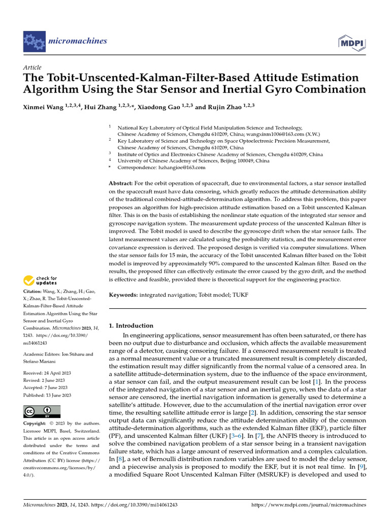 The Tobit Unscented Kalman Filter Based Attitude Estimation Algorithm