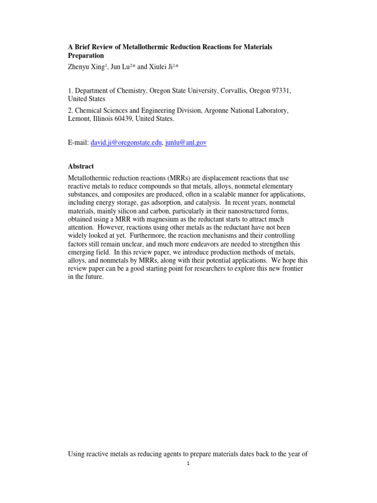 Metallothermic Reduction in Material Prep | PDF | Graphene | Zinc Oxide