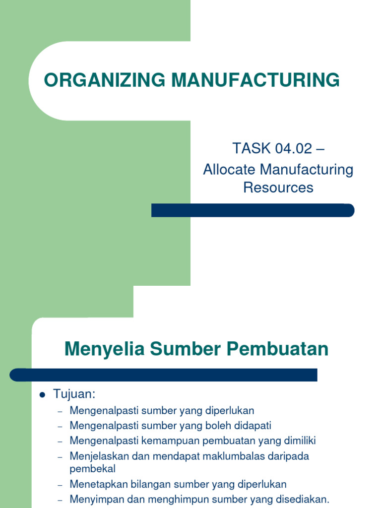 4.02 Allocate Manufacturing Resources | PDF