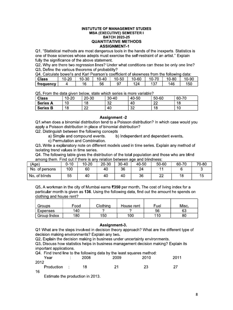 Quantitative Methods - Question | PDF