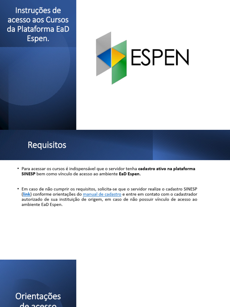 Acesso aos Cursos EaD Espen: Guia Completo | PDF