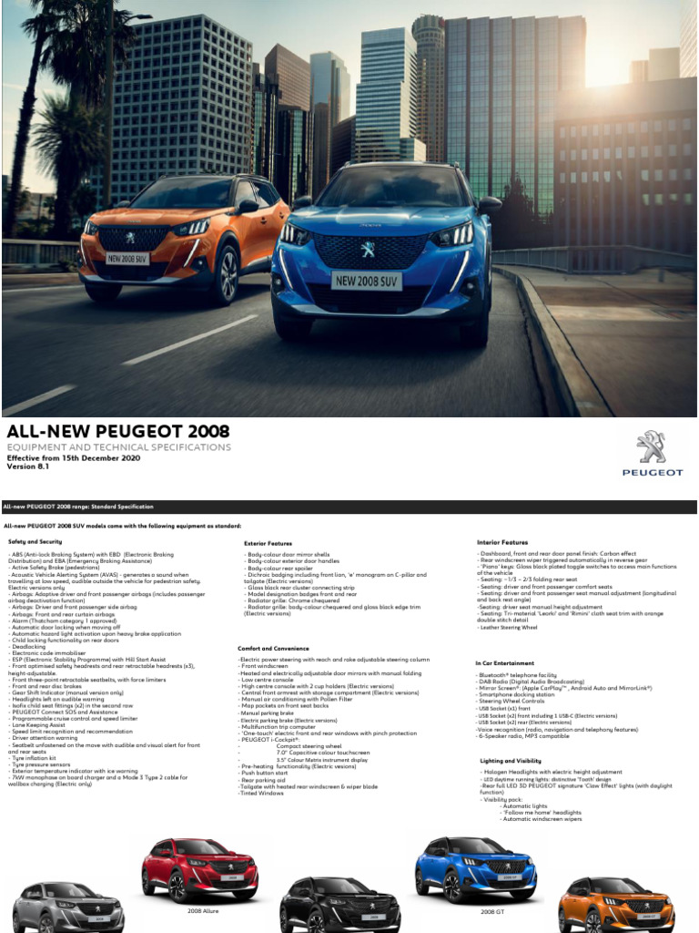 All New Peugeot 2008 | PDF | Fuel Economy In Automobiles | Airbag