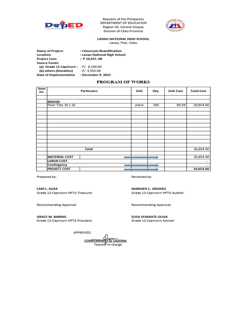 Program of Works 2022 Sugbusog 2 Breakdown Copy 1 | PDF