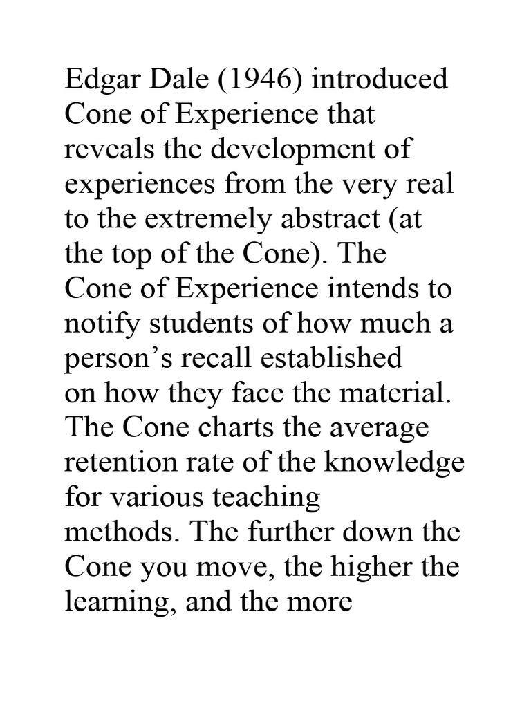 Edgar Dale's Cone of Experience Explained | PDF | Experience | Learning