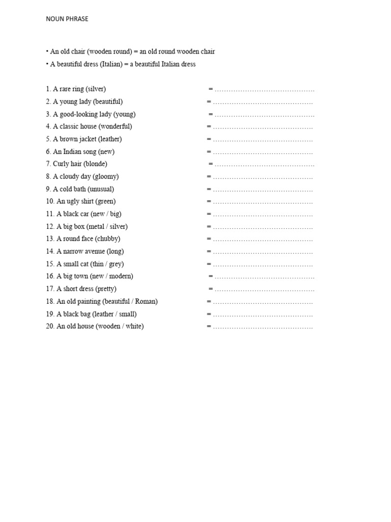 LATIHAN Noun Phrase | PDF