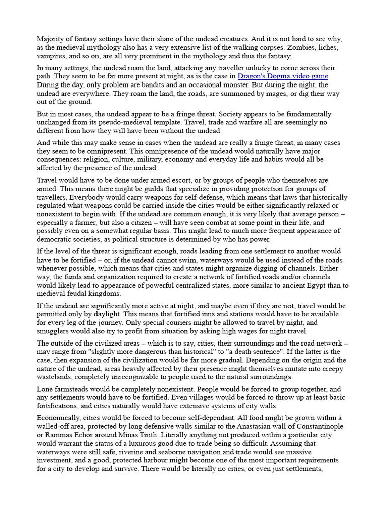 Impact of The Undead On A Medieval Society | PDF | History
