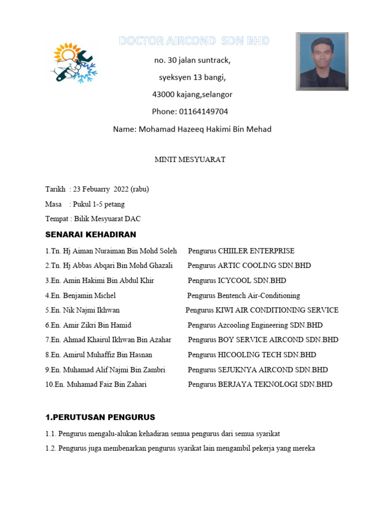 MINIT MESYUARAT (CG ZUL) | PDF