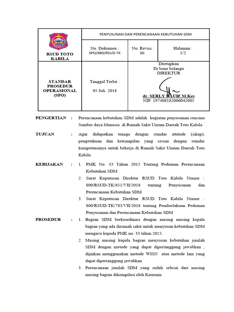 Spo Perencanaan Kebutuhan SDM | PDF