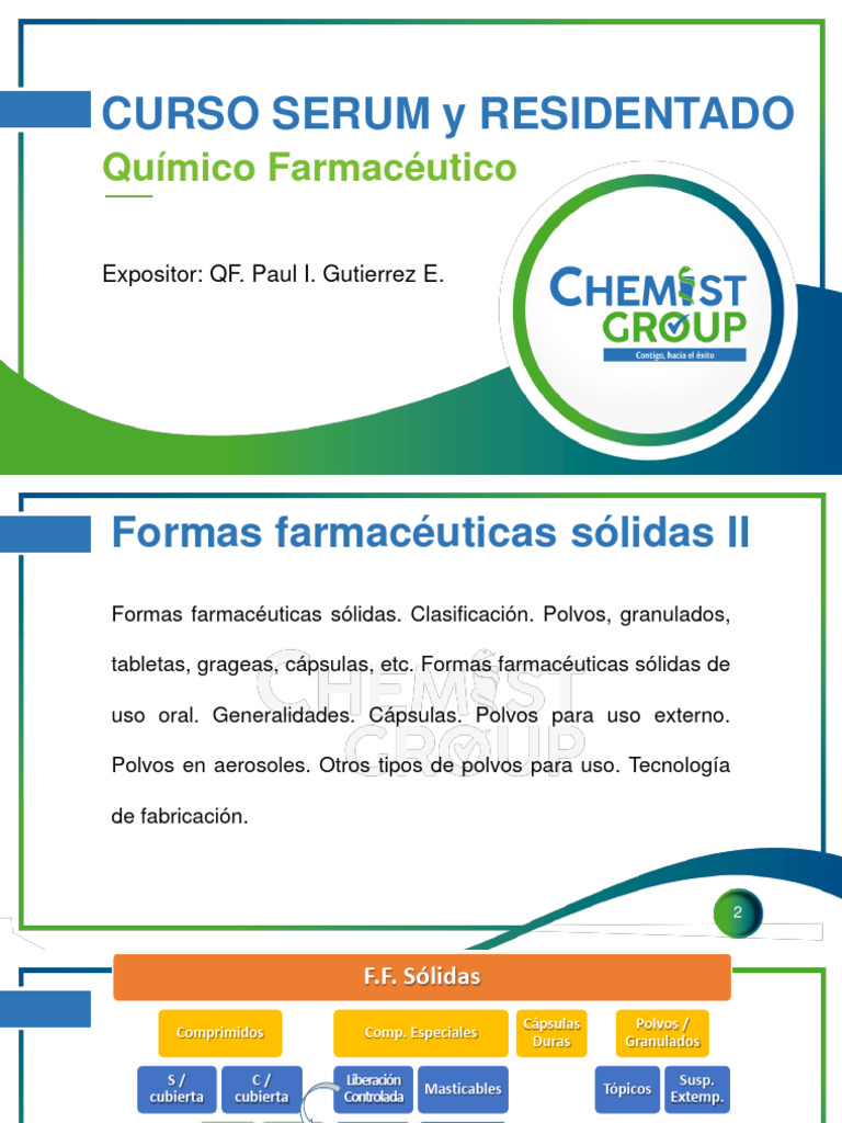 Formas Farmacéuticas Sólidas 2 - DR - Paul Gutierrez | PDF