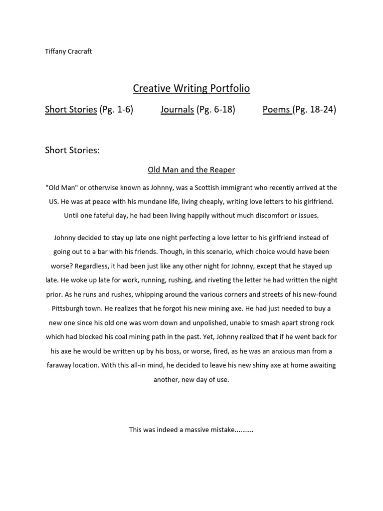 Creative Writing Portfolio | PDF | Dream | Thought