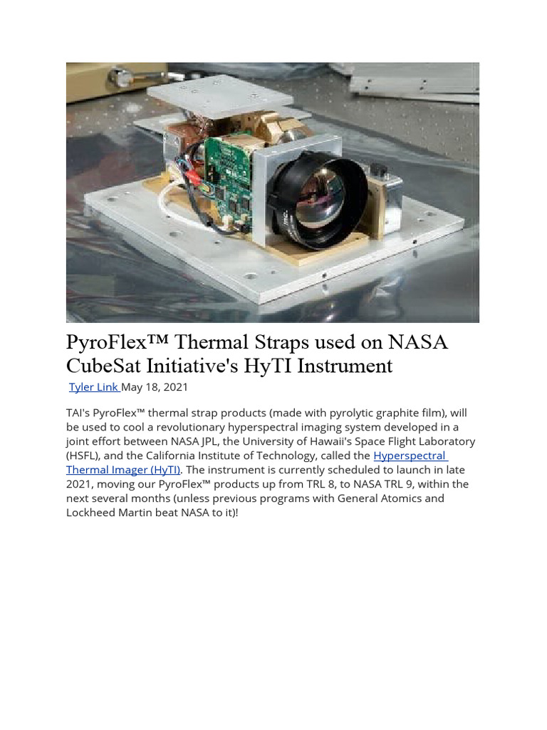PyroFlex - Thermal Straps Used On NASA CubeSat | PDF