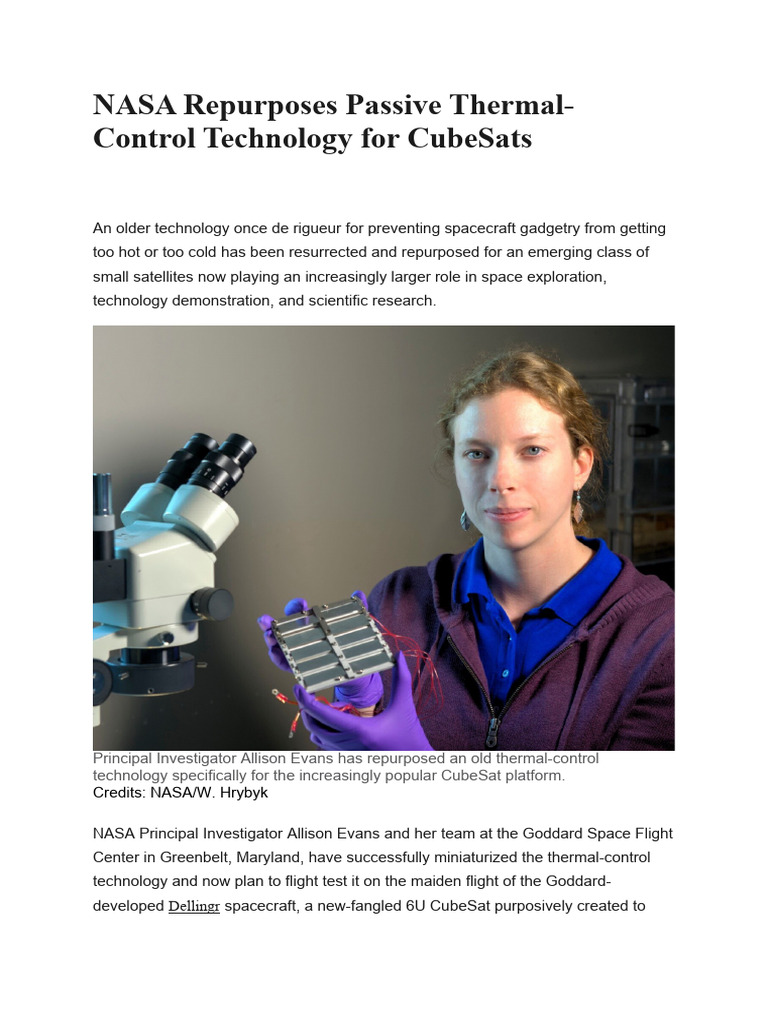 NASA Repurposes Passive Thermal | PDF