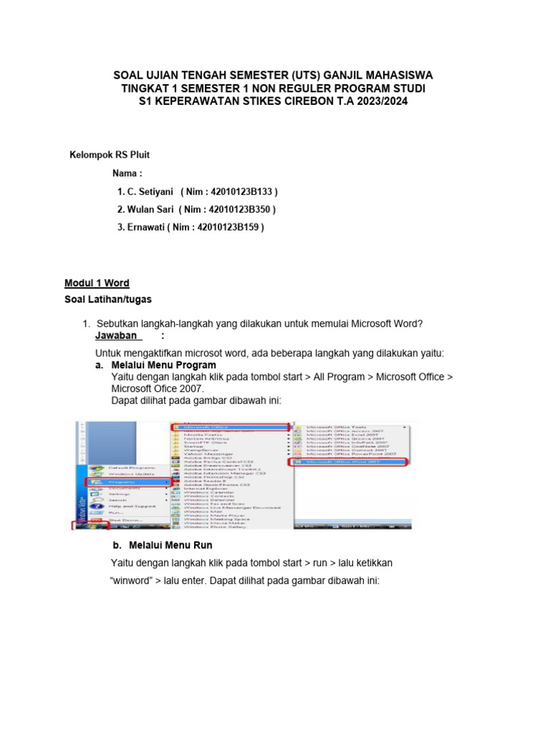 UTS MS Word Modul 1 | PDF | Karier & Perkembangan