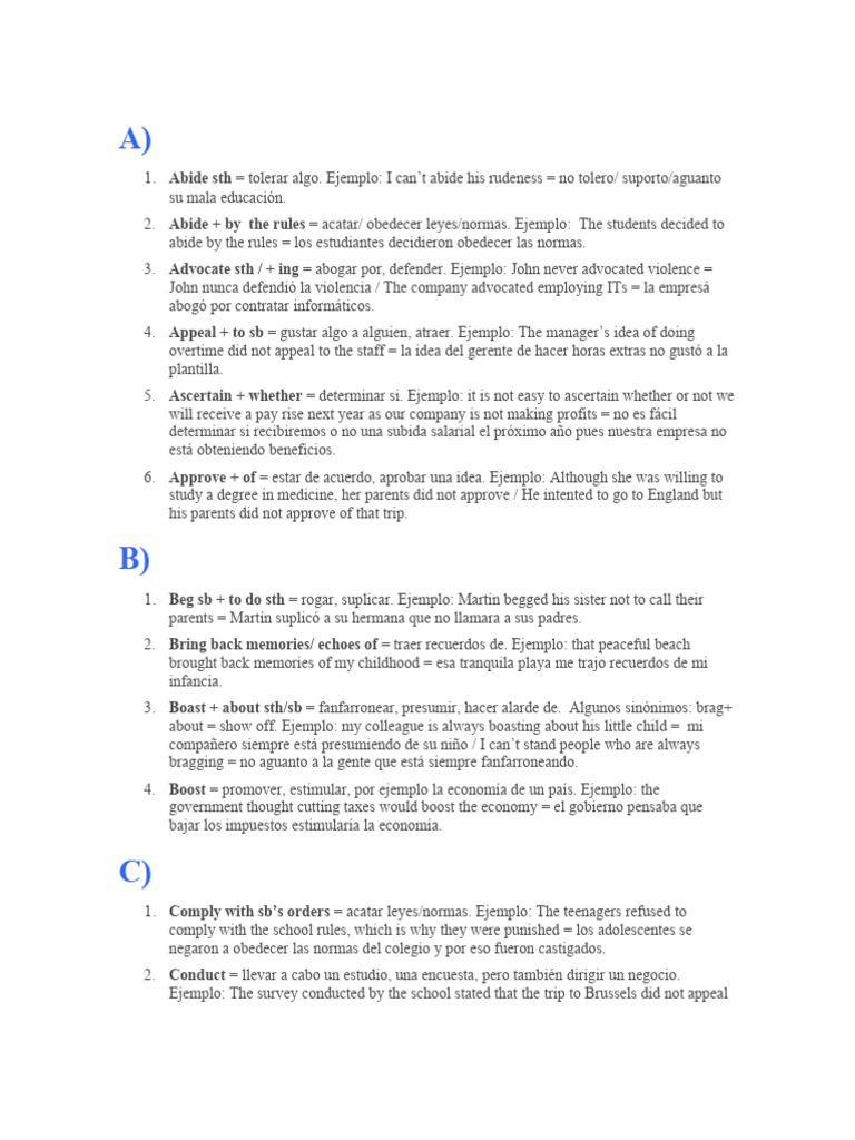 Advanced Verbs 2 | PDF | Crecimiento personal y profesional | Artes del ...