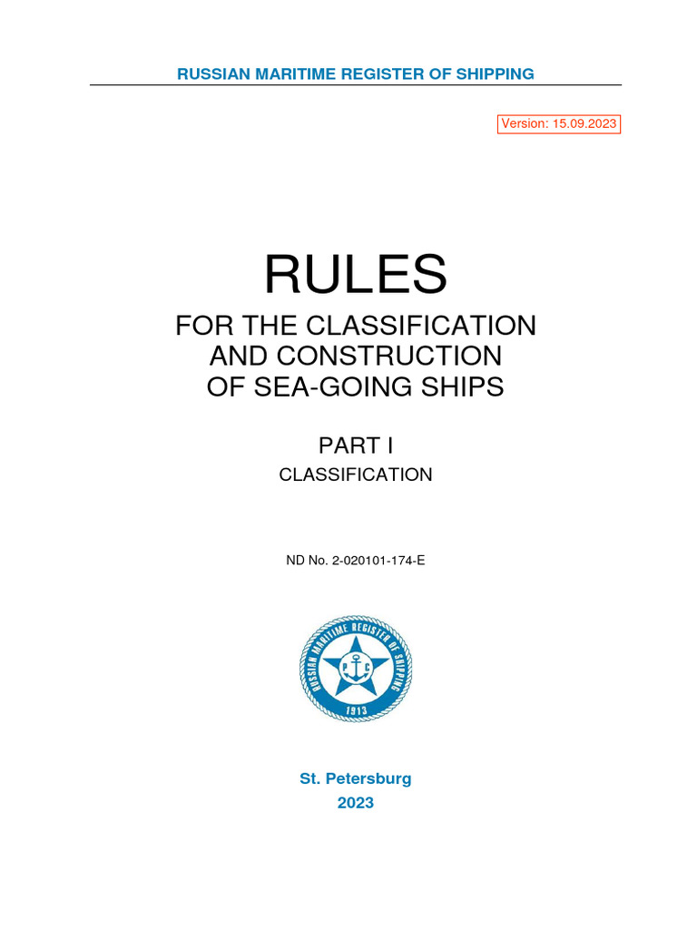 Rules For The Classification and Construction of Sea-Going Ships Part I ...