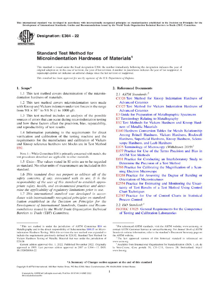 Astm E384-22 | PDF