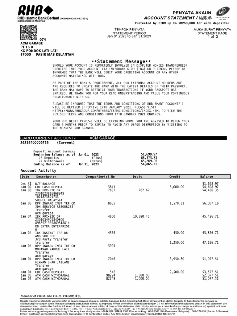 RHB bank front | PDF