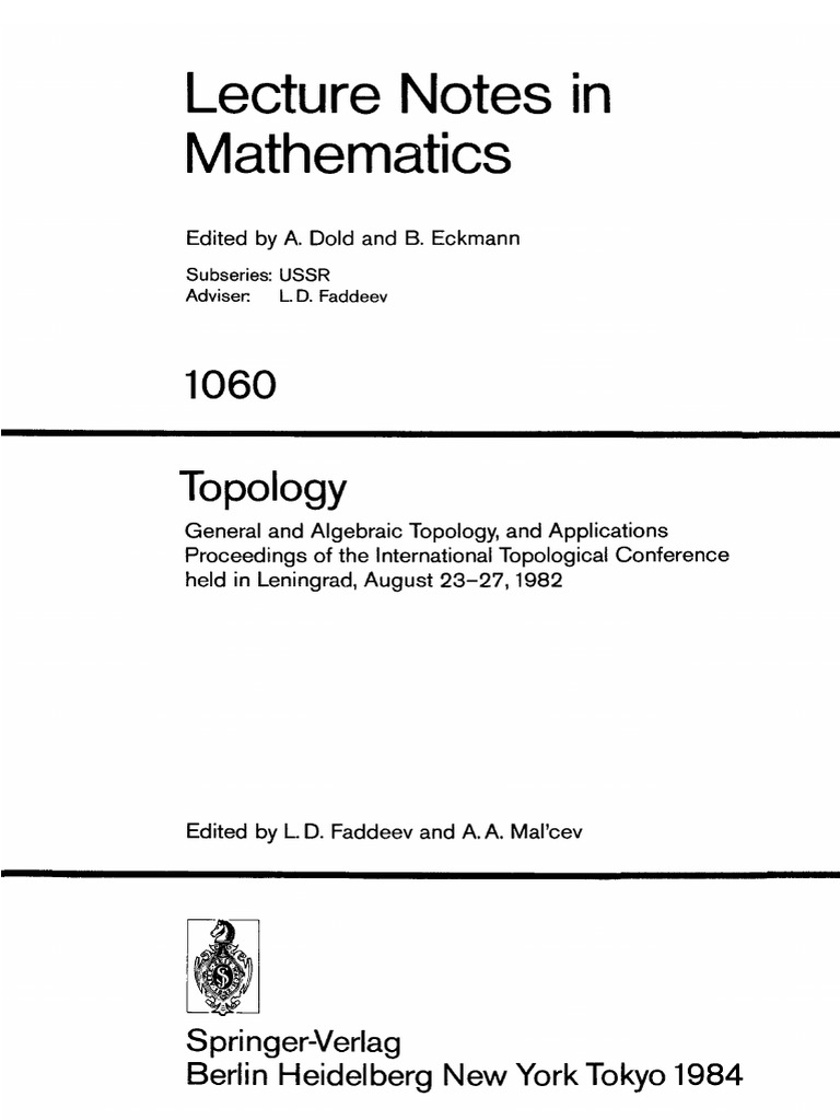 Lecture Notes in Mathematics: Topology | PDF