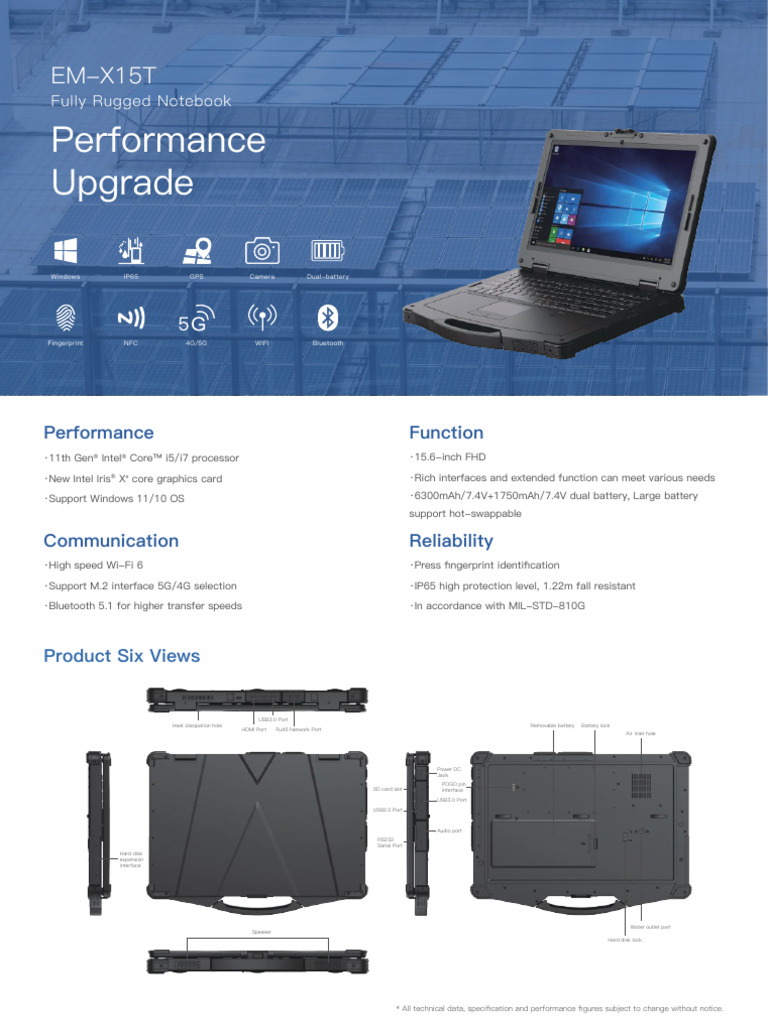 Emdoor Rugged Notebook em x15t | PDF