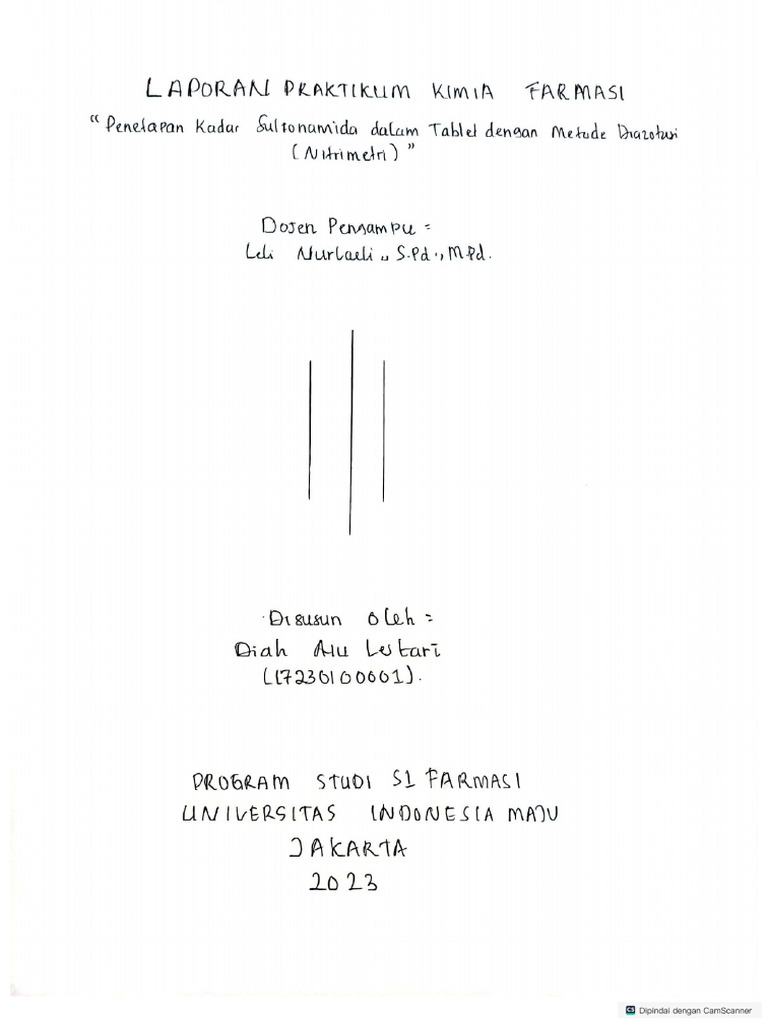 Laporan Prak. Kimia Farmasi Diah Ayu Lestari | PDF