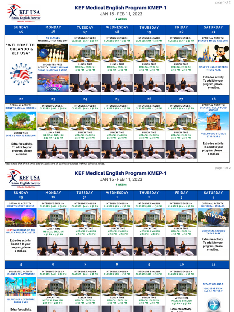 KEF Medical English Program Schedule | PDF