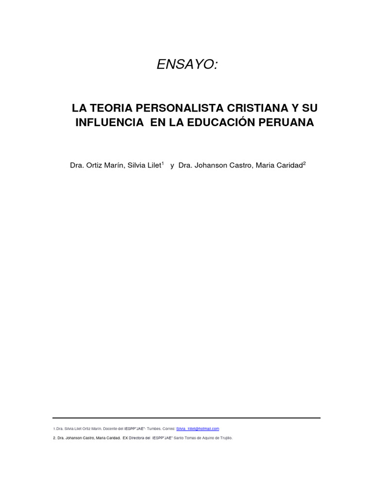 La Teoría Personalista | PDF