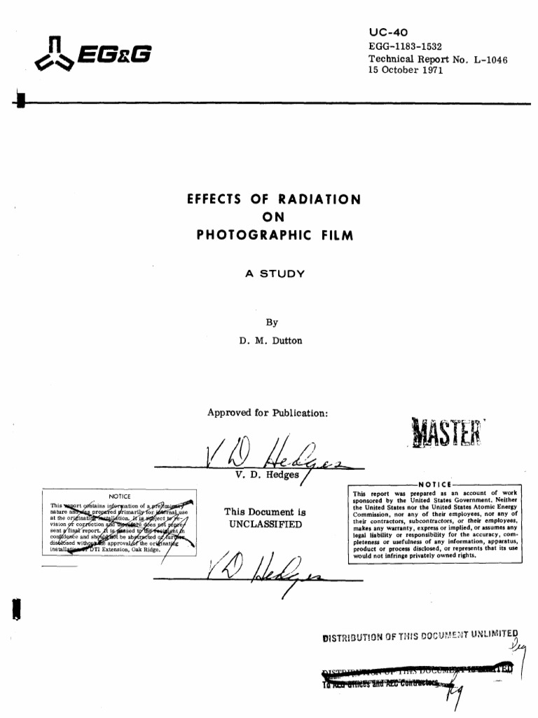 Effects of Radiation On Photographic Film. A Study - Dutton1971 | PDF ...