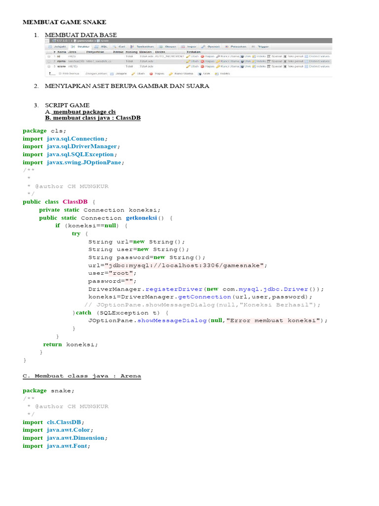 GAME SNAKE JAVA | PDF