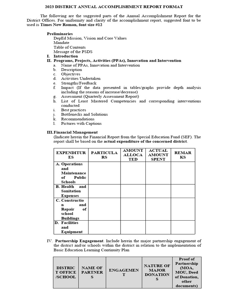 2023 District Annual Report Format | PDF