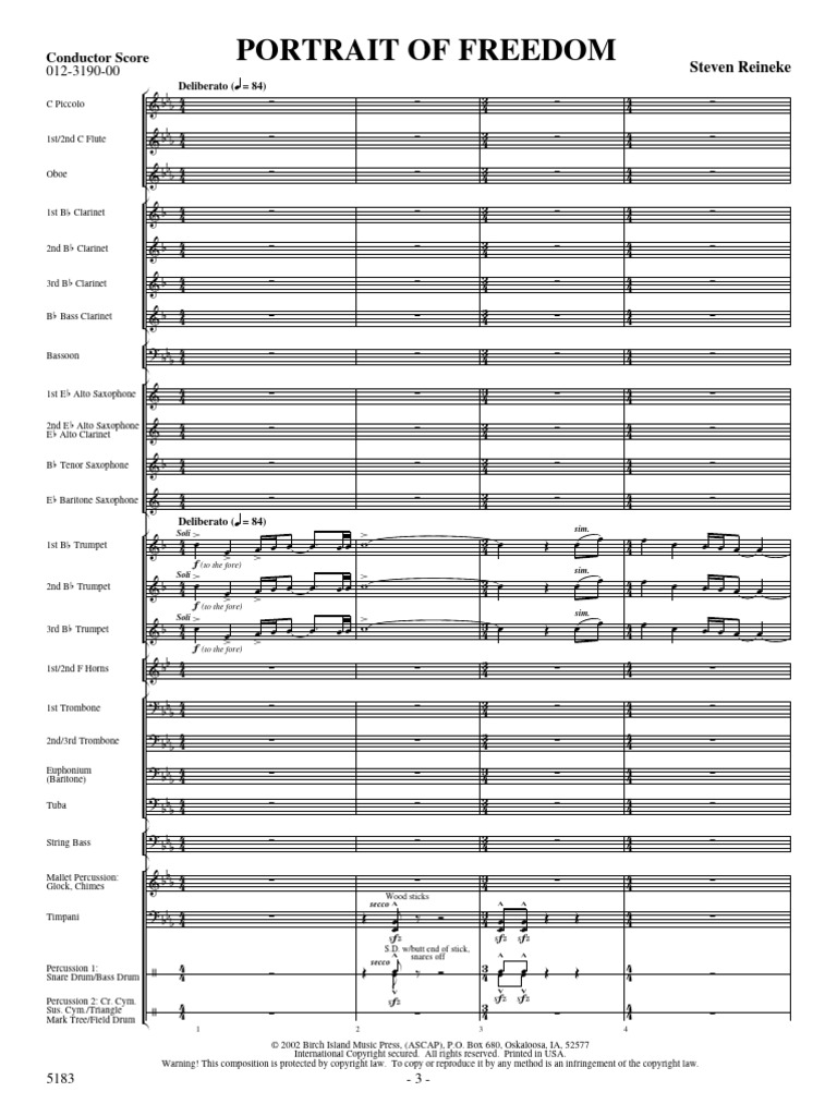 Portrait of freedom Score | PDF | Saxophone | Musical Instruments