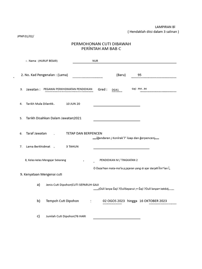 Borang CSG JPNP | PDF